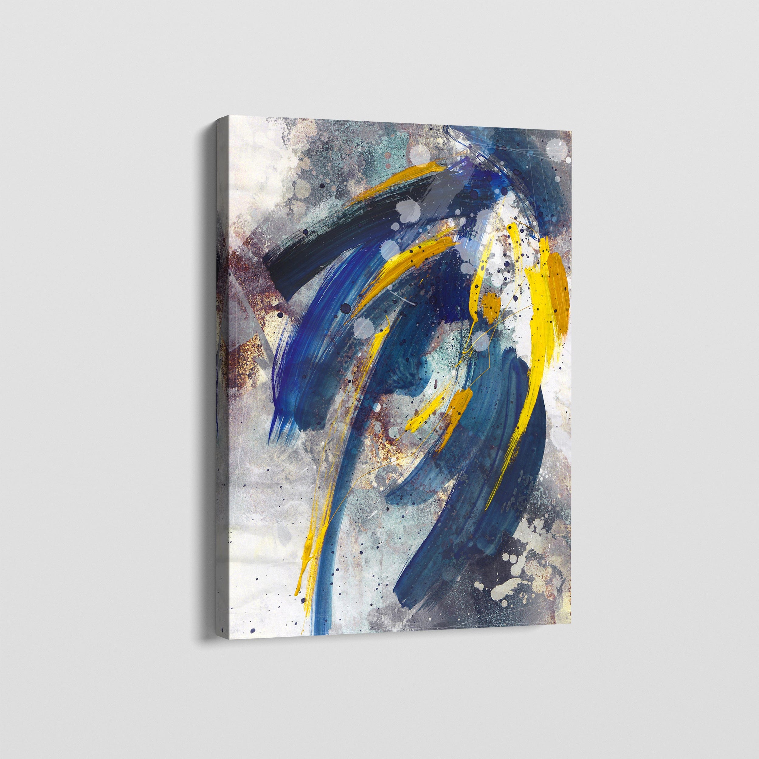 BLUE & YELLOW ABSTRACT CANVAS – Crib of Art