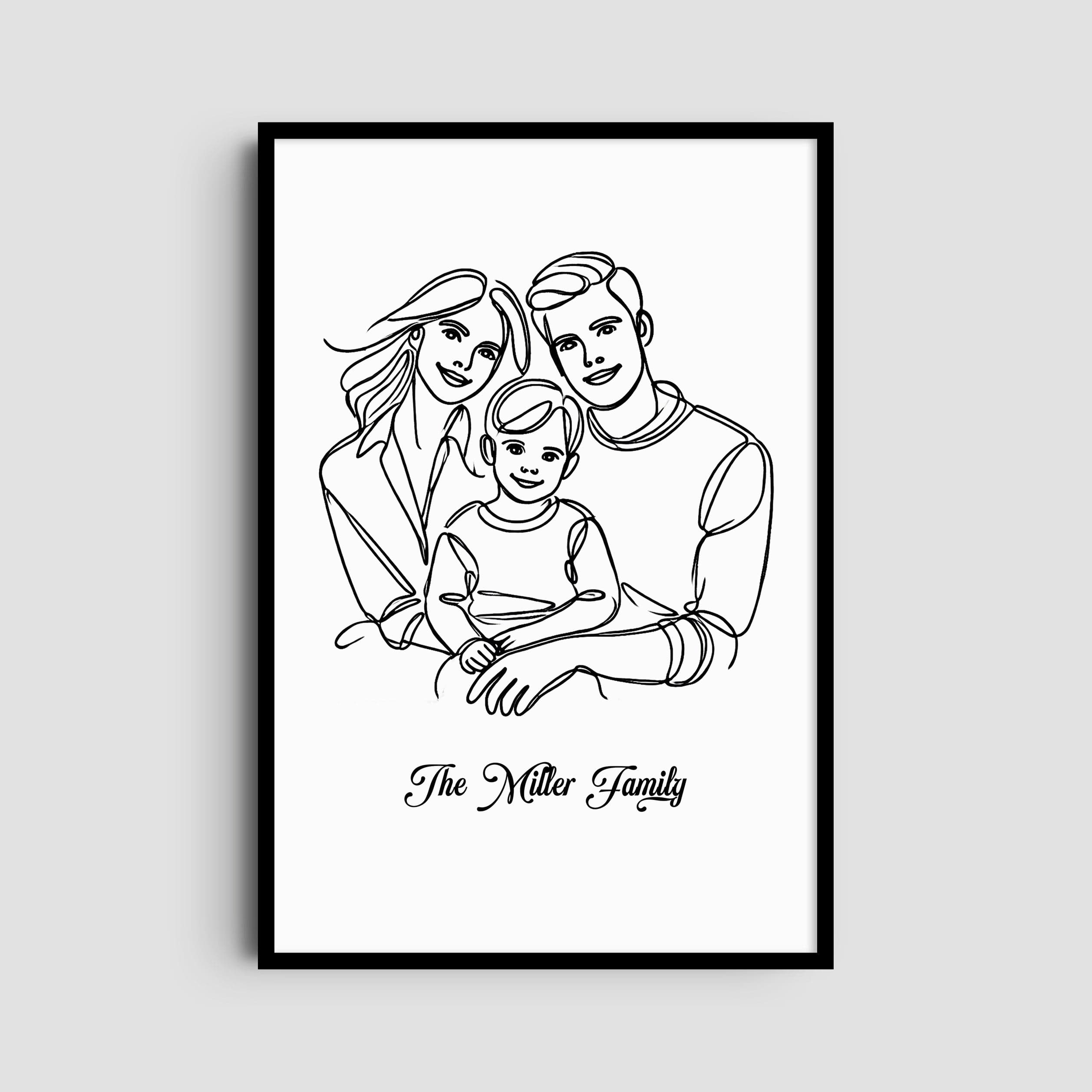 Custom Three Line Art Family - Portrait – Crib of Art