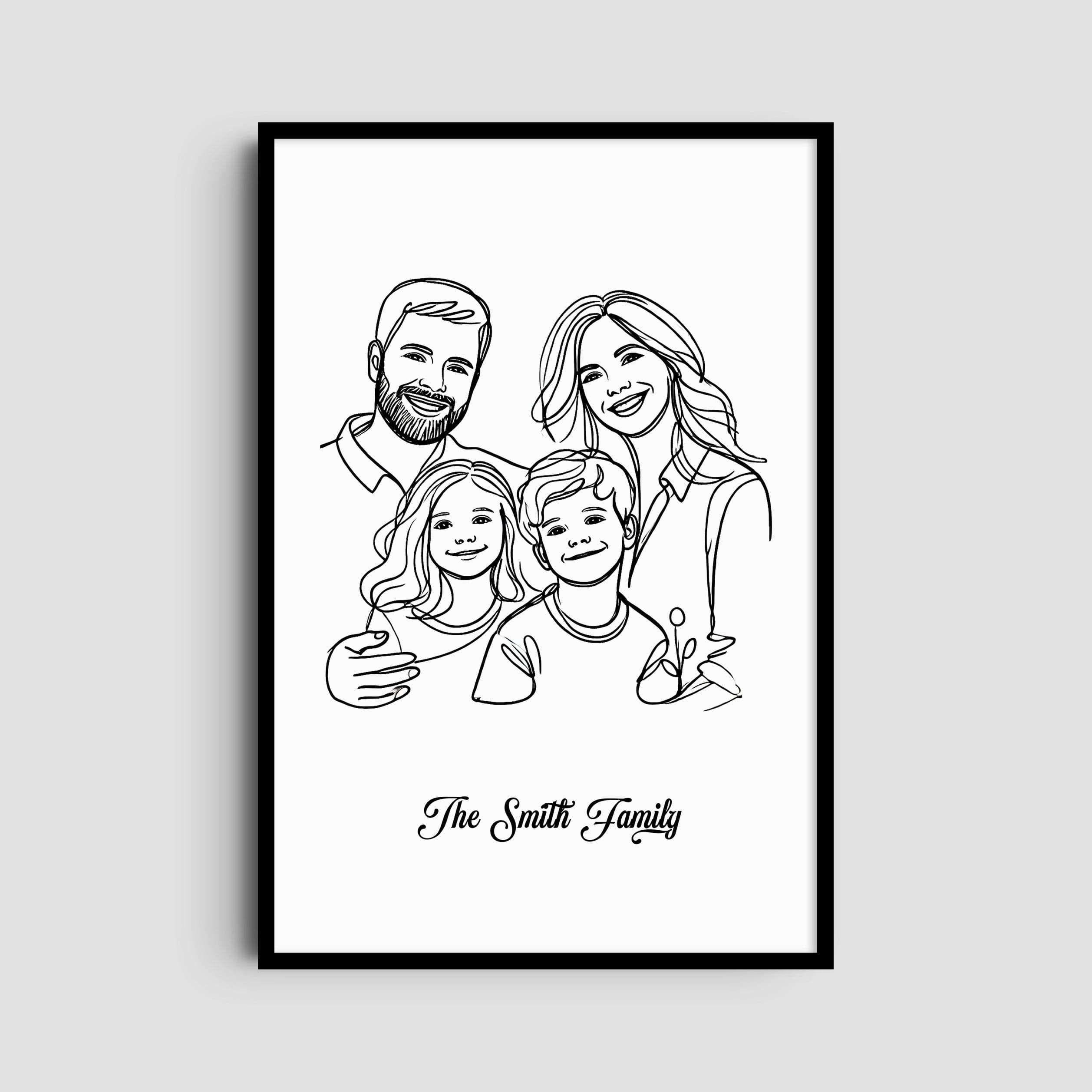 Custom Four Line Art Family - Portrait – Crib of Art