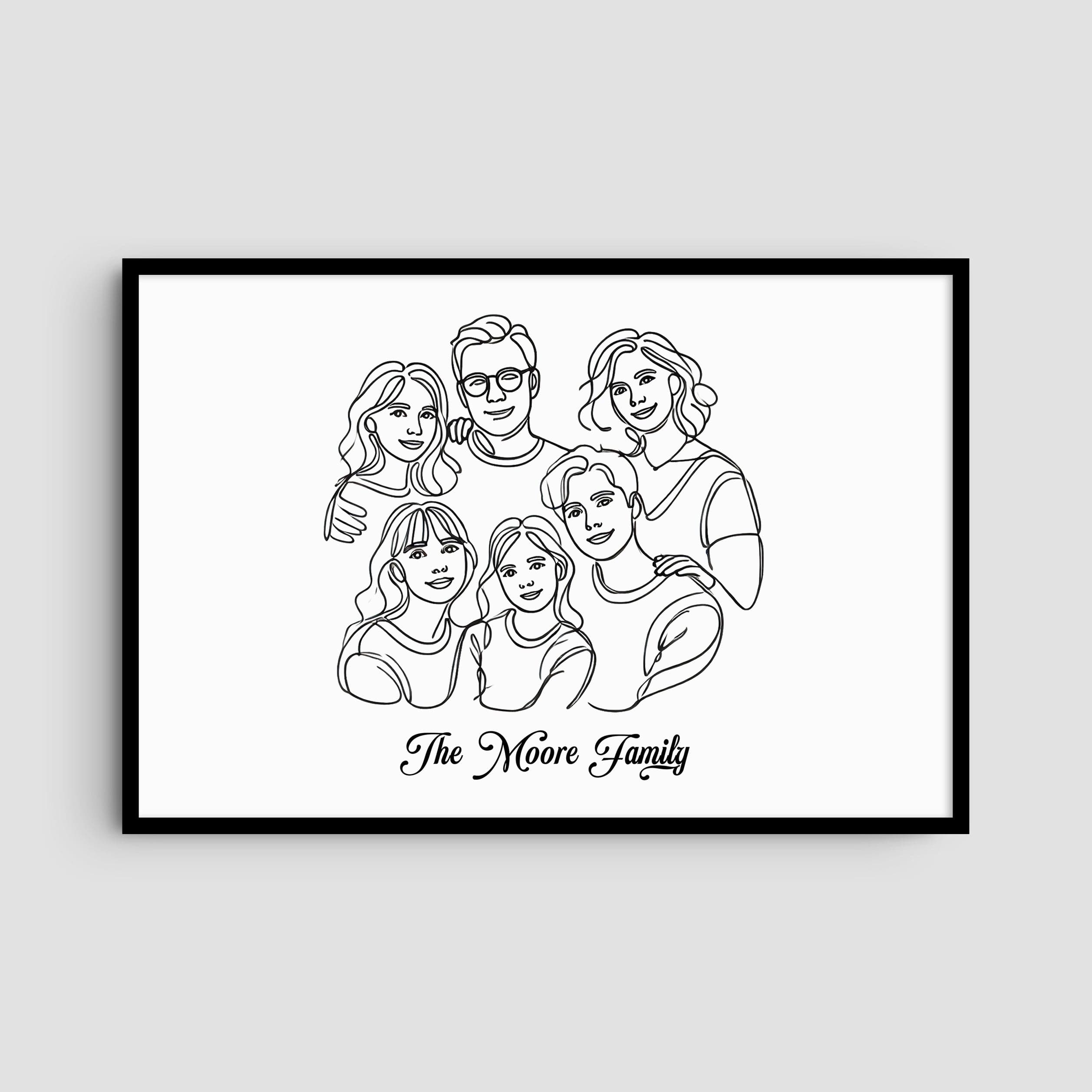 Custom Six Line Art Family - Landscape – Crib of Art